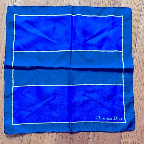 Dior | Accessories | Vintage Christian Dior Navy Gold Pocket Square ...